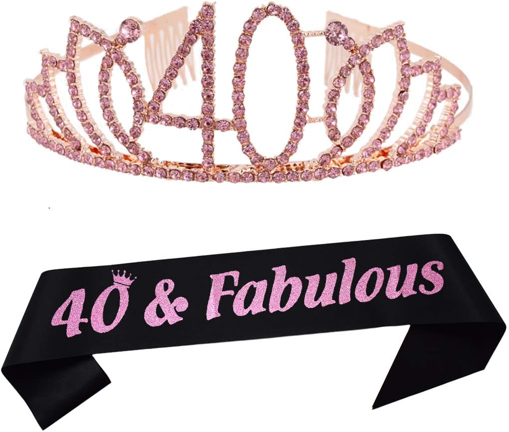 Amazon.com: Dgasin Happy 40th Birthday Tiara and Sash Party Supplies ...
