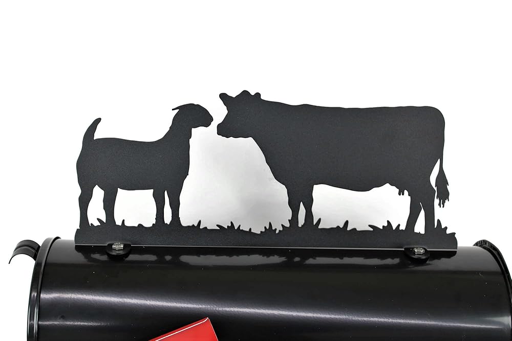 Amazon.com: Farm and Ranch Metal Mailbox Topper (Cow and Goat, Matte ...