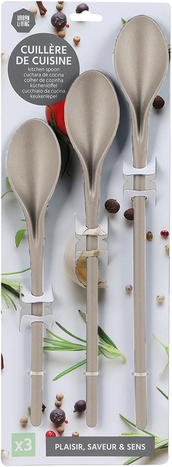 Plastic Oval Kitchen Spoon Set 3-Piece Hard Plastic Mixing Stirring ...