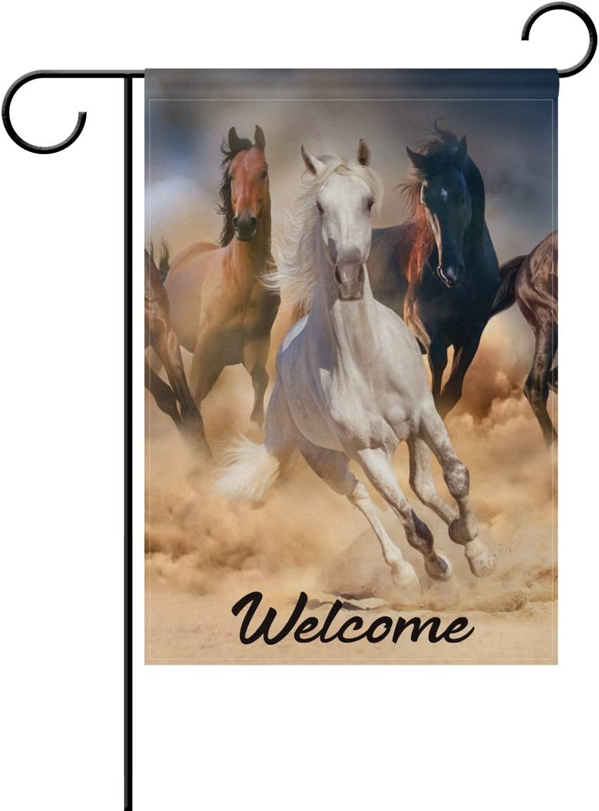Amazon.com : Helewilk Horse Garden Flag, Burlap Vertical Double Sided ...