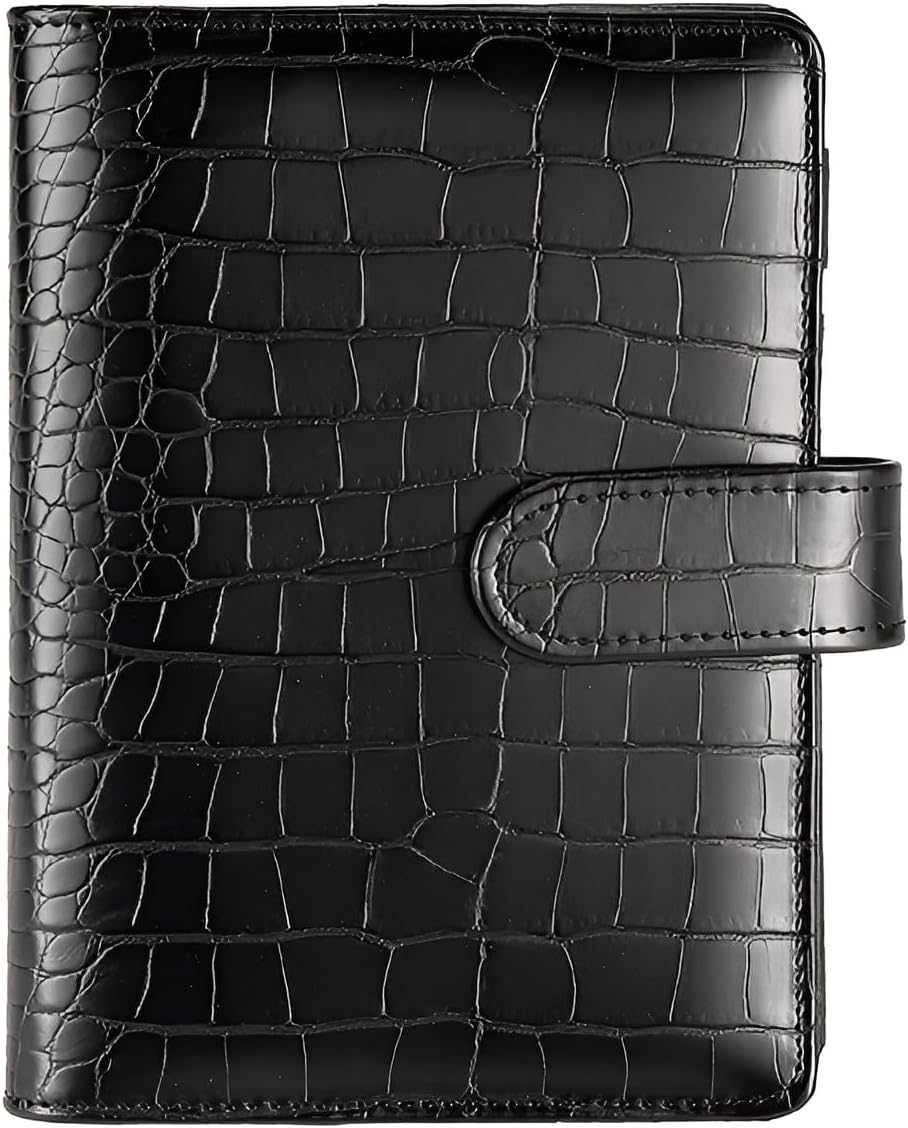 Amazon.com : A5 6 Ring Binder Cover Crocodile - Large PU Leather ...
