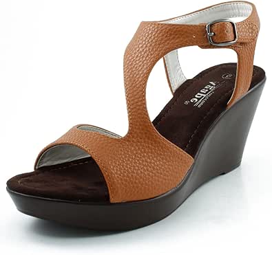 Amazon.com | Agape Pamela-91 Lightweight Platform Wedge Sandal, Brown ...
