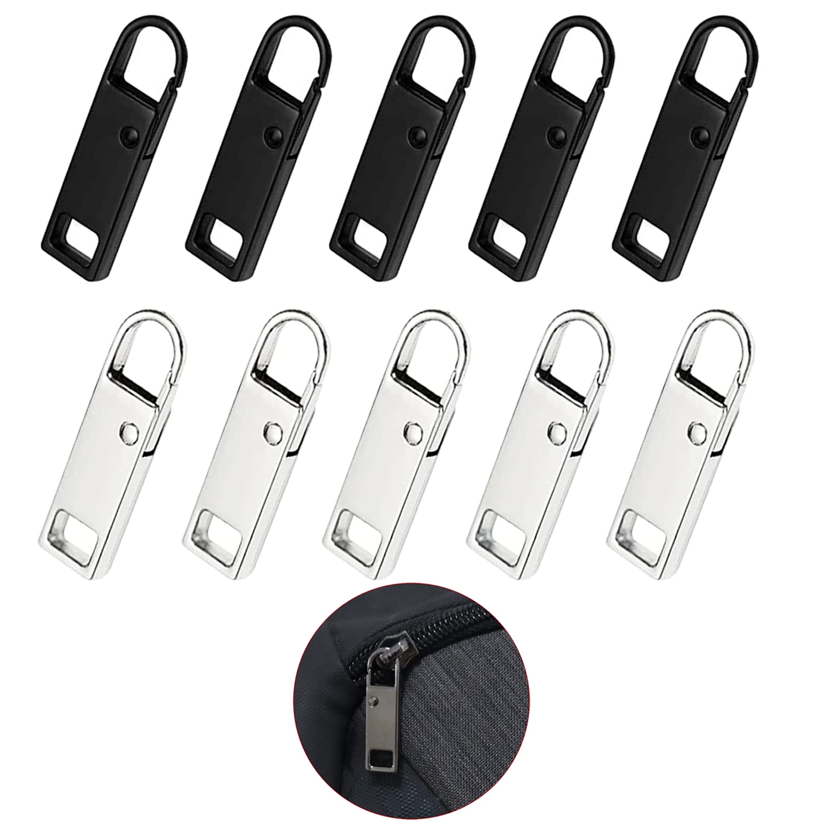 Zhtulck Zip Zipper, Pack of 10 Zip Heads for Quick Repairs Zip Heads ...