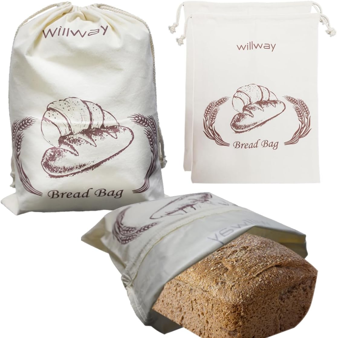 Amazon.com: Linen Bread Bags for Homemade Bread (2 Pack, XL) – Reusable ...