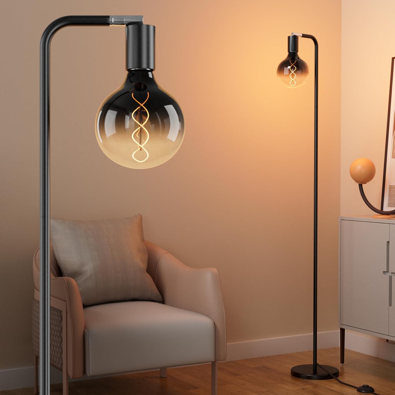 YIKBIK Modern Floor Lamps with Light Bulb, Industrial Floor Lamp for ...