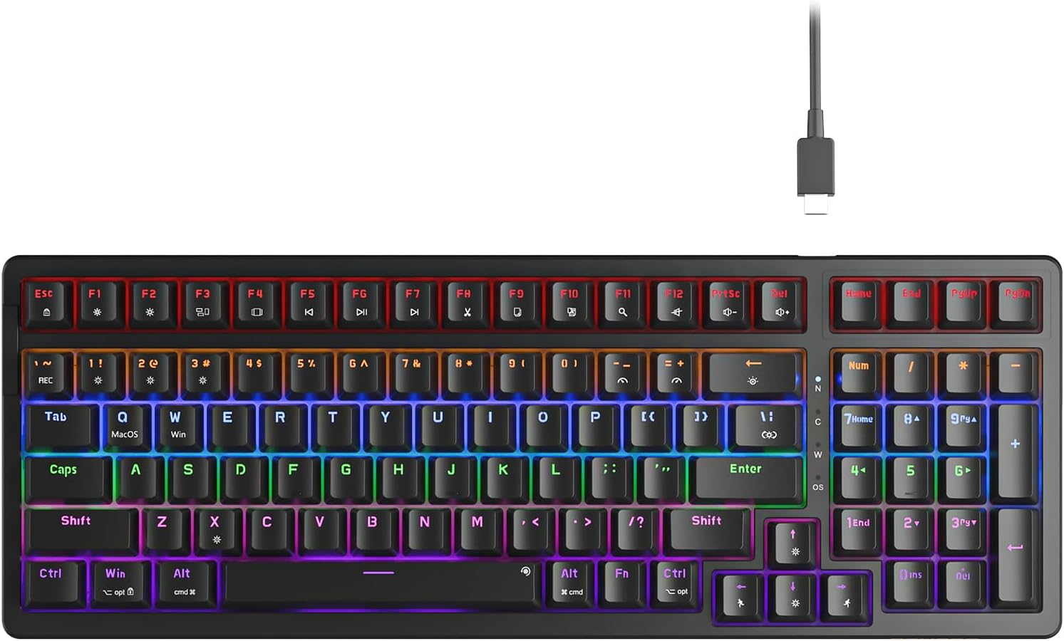 Amazon.com: Newmen GM328 Mechanical Gaming Keyboard, 100 Keys, 18 LED ...