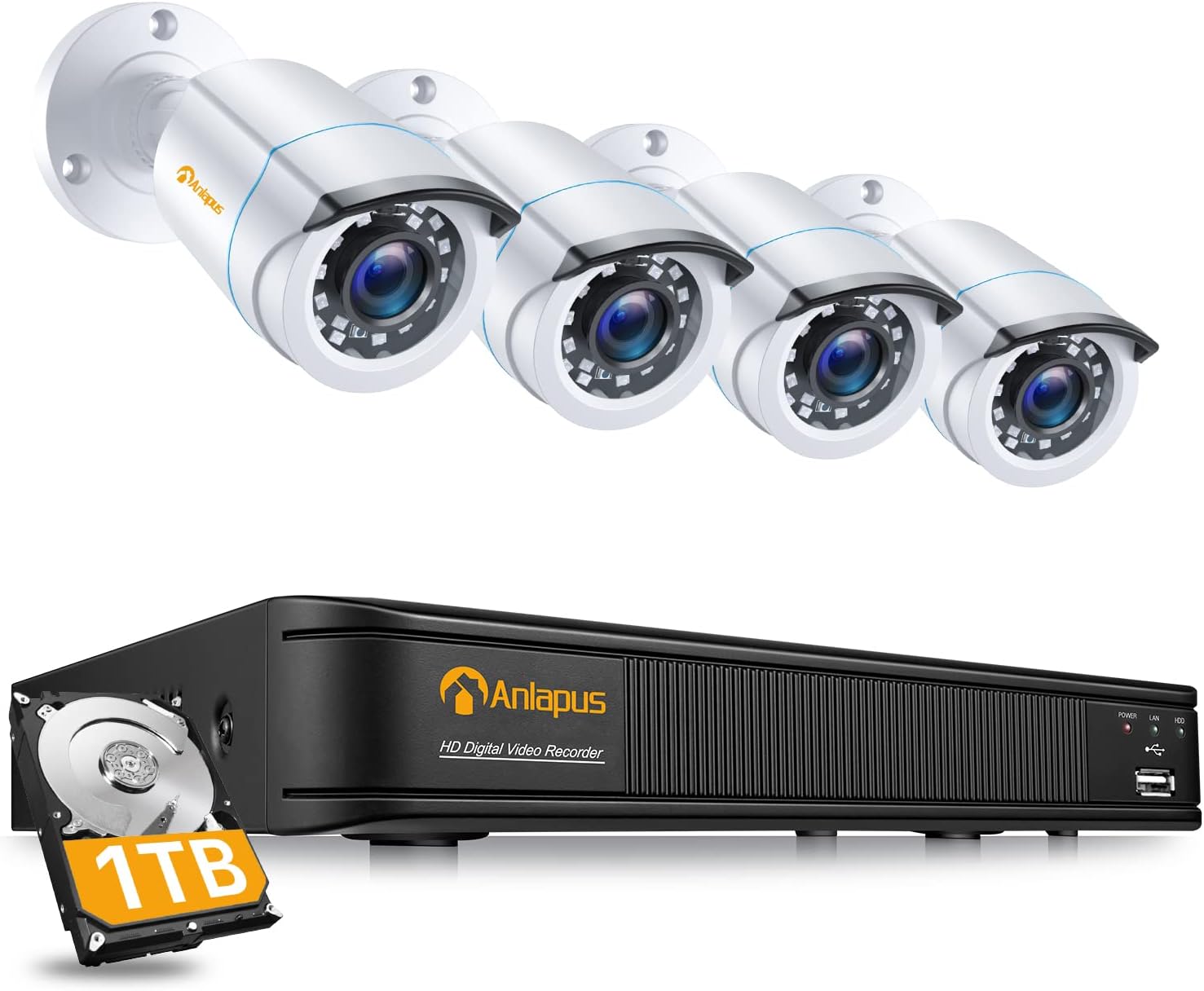 Anlapus CCTV Kit di Videosorveglianza 8 Canali 1080P H.265+ DVR con 4 ...