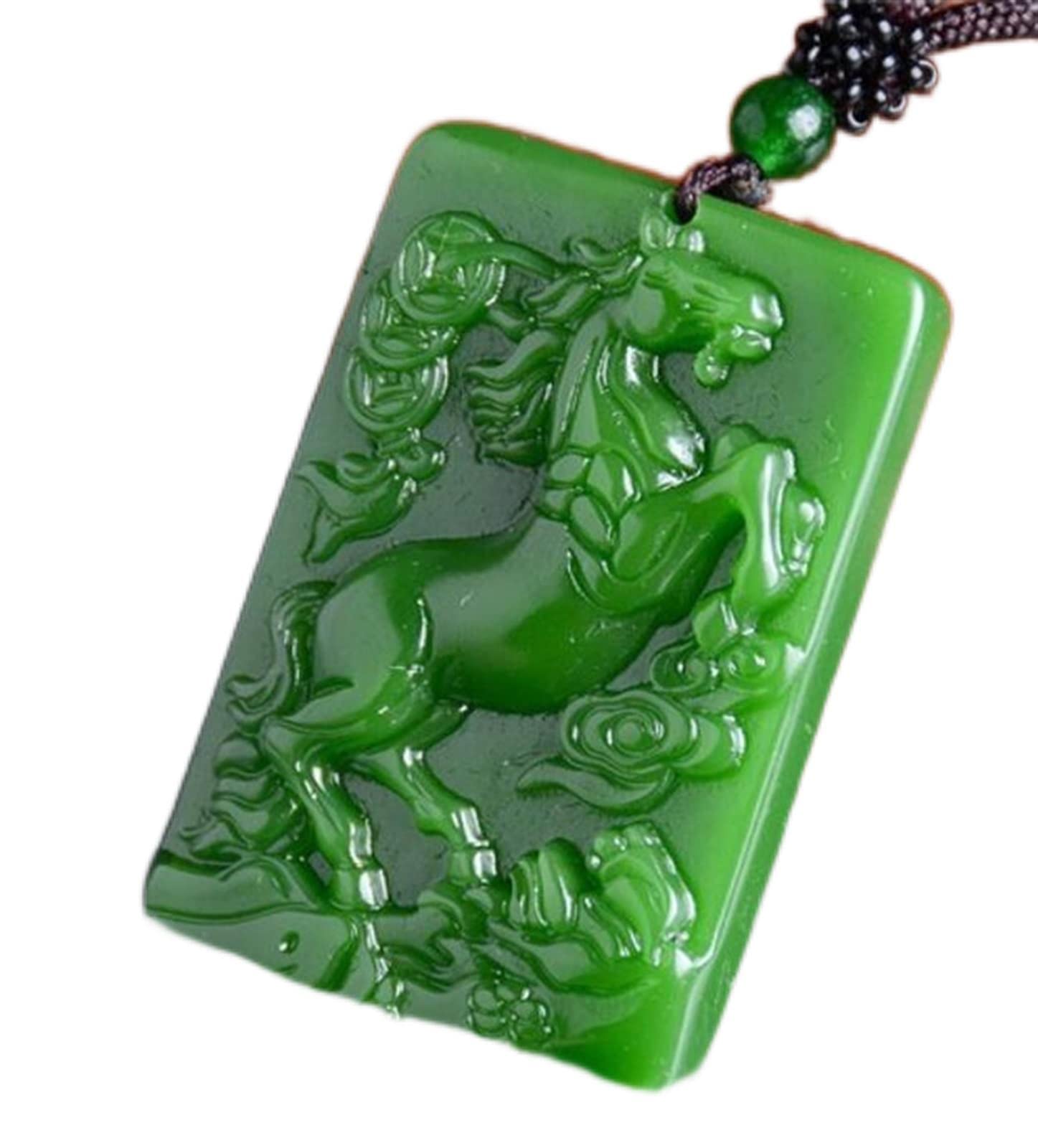 Amazon.com: Oligage Natural Jasper Jade Horse Pendant Necklace China ...