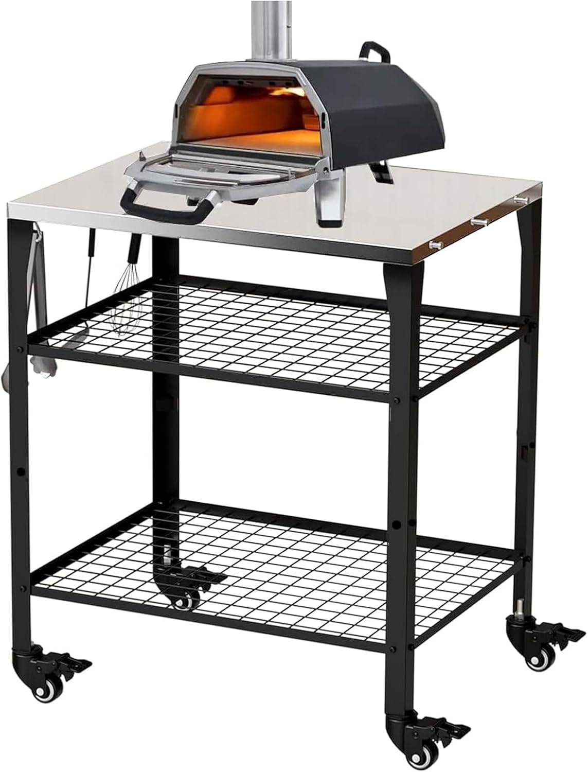 Stuffygreenus Pizza Oven Table Cart for Ooni, Ninja Woodfire ...