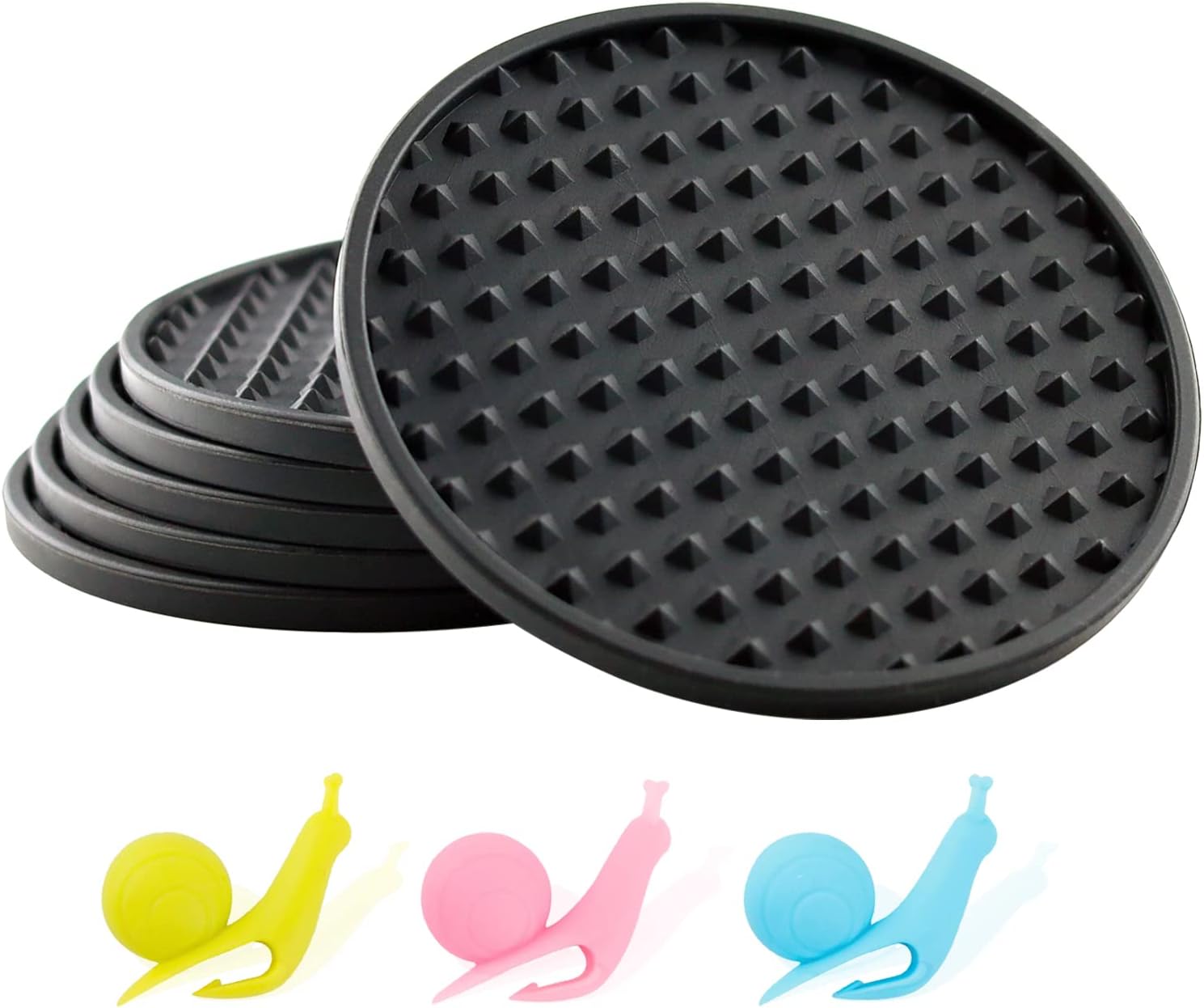 Amazon.com: Silicone Non-Slip Coasters 6 Set - Heat Resistant, Fits Any ...