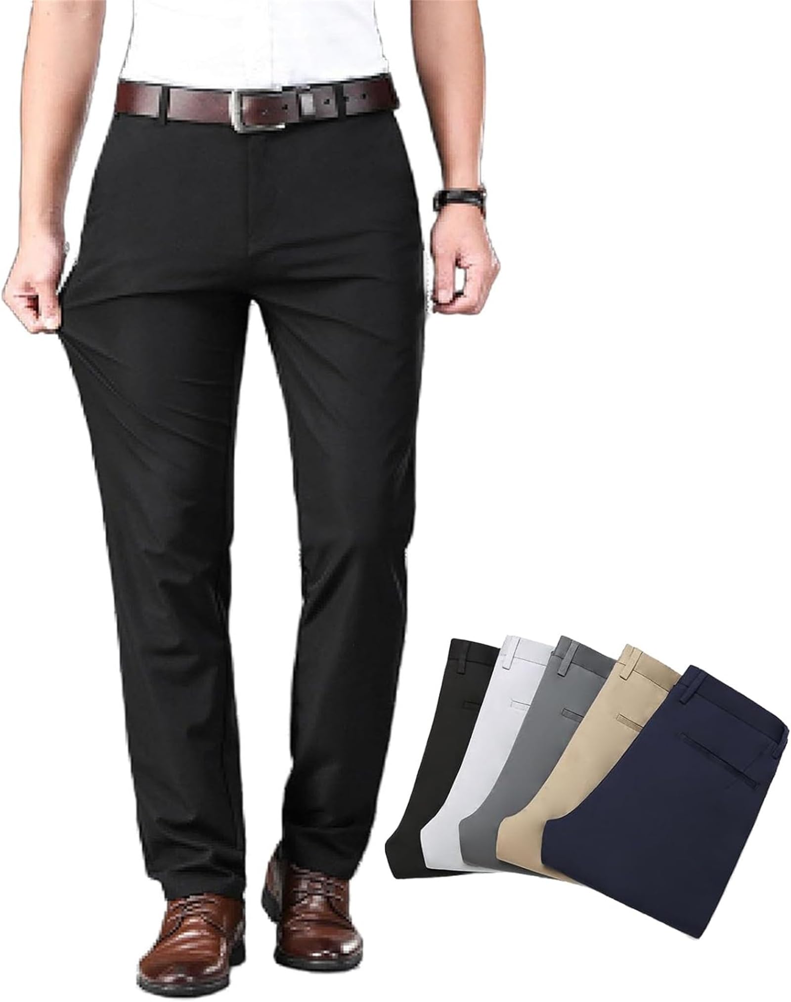 Gentyfit Mens Pants, Timelessflex - Men's High Stretch Straight Fit ...