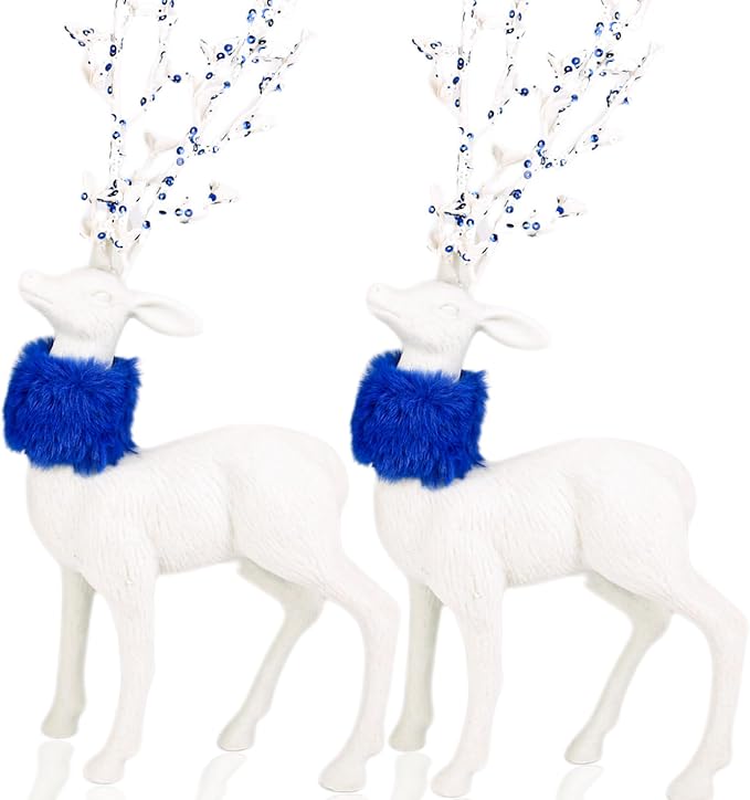 Amazon.com: ChamBay 2pcs Flocking White Reindeer Christmas Decoration ...