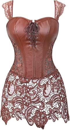Grebrafan Leather Corsage Dress Lace Curvy Figure Shape Large Sizes ...