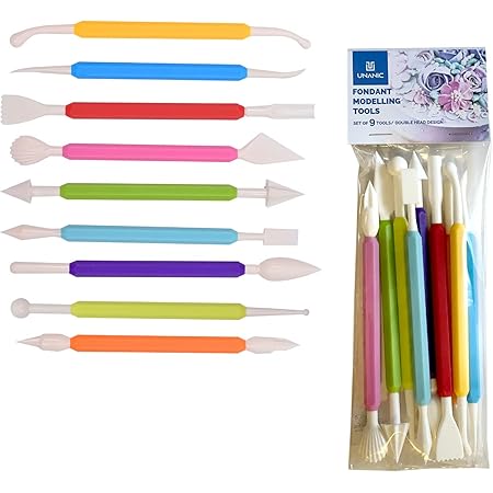 9 Pcs Fondant Modeling Kit, Icing Modelling Tool Double-Ended Cake ...