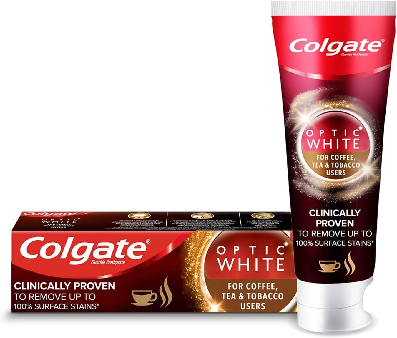 Colgate Optic White for Coffee, Tea and Tobacco Users, Teeth Whitening ...