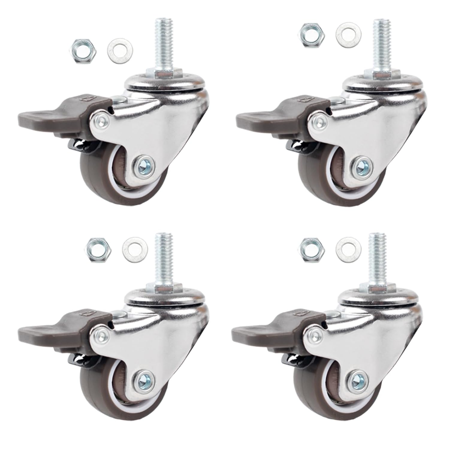Luxinika 1 Inch Caster Wheels with Threaded Stem M6 x 15 mm, Small ...