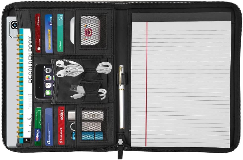 Amazon.com : Eshow Leather Portfolio Professional Business Padfolio ...