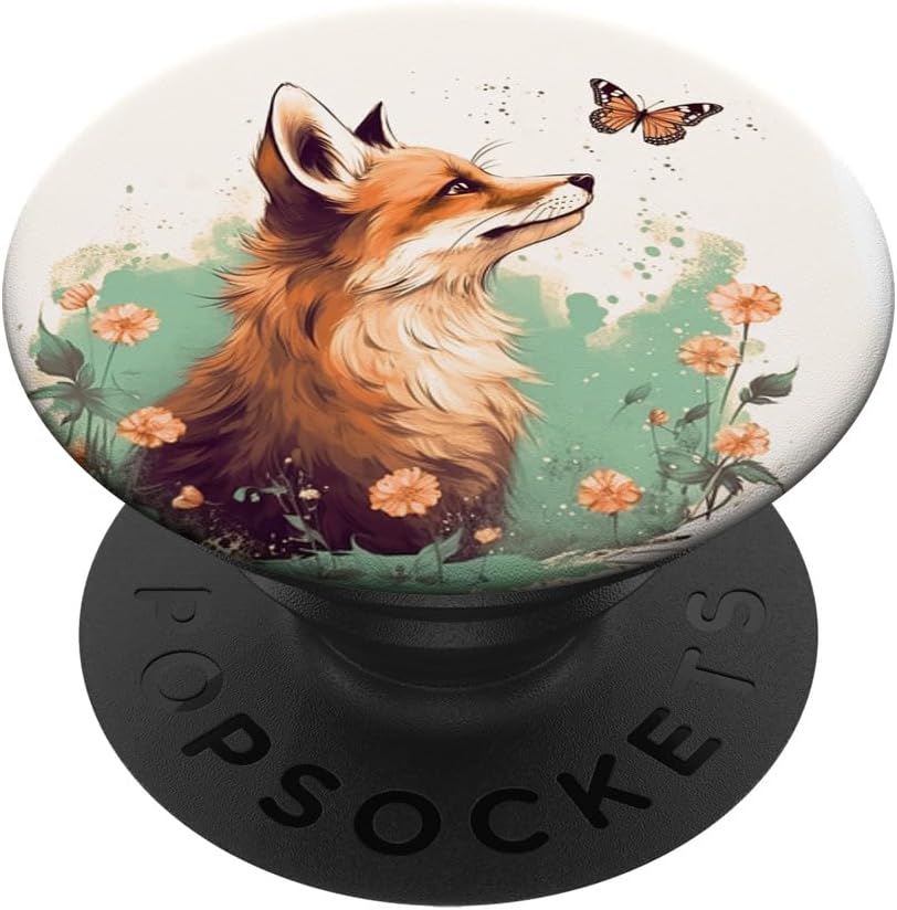 Amazon.com: Fox Butterfly Forest Animal PopSockets Standard PopGrip ...