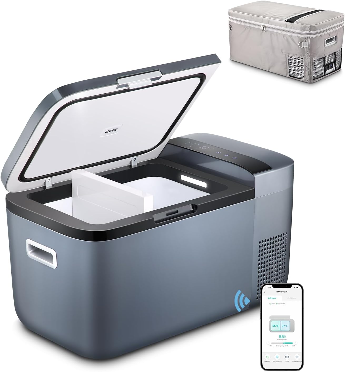 Amazon.com: ICECO GO20 20Liter 12V Refrigerator, Dual Zone Car Freezer ...