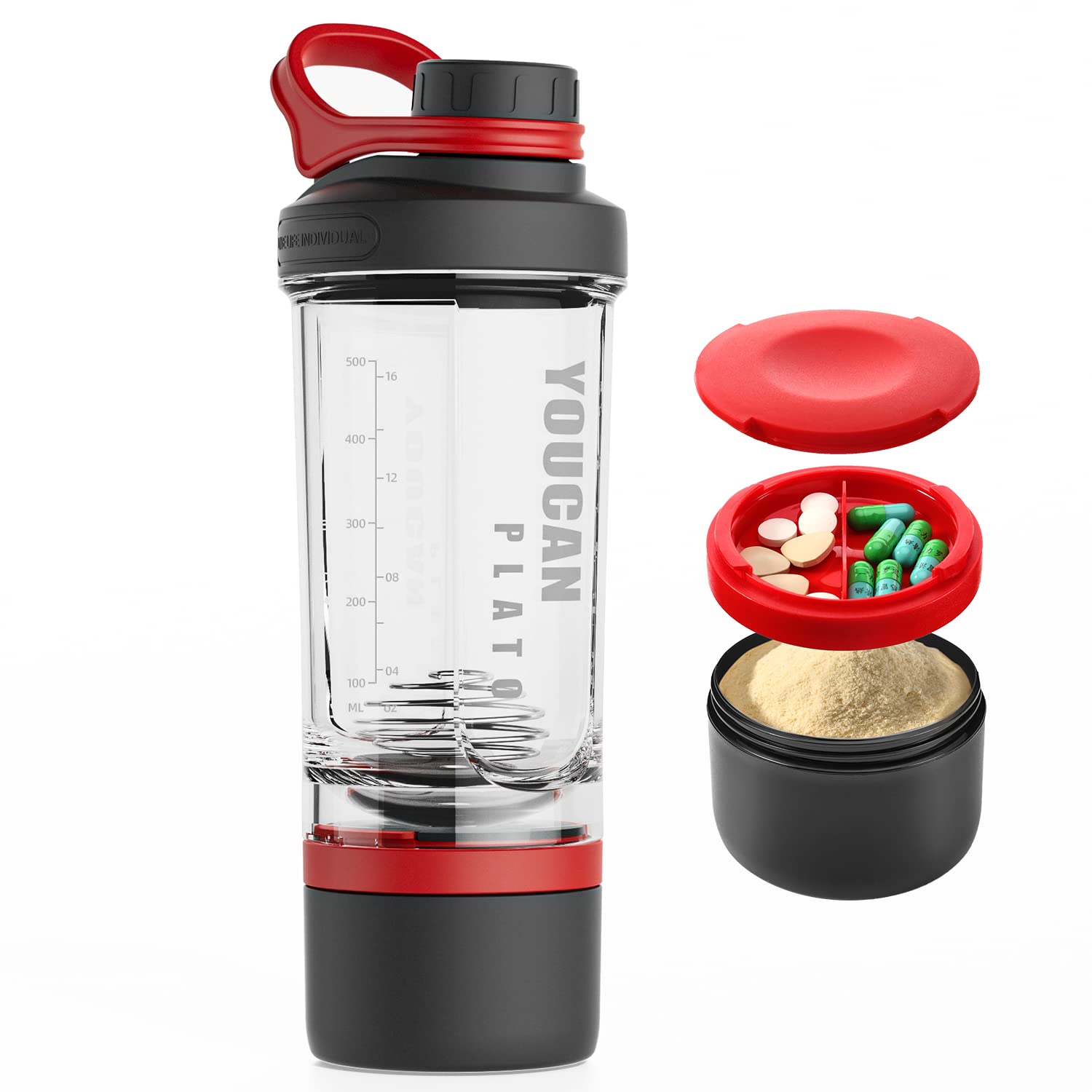 21oz Protein Shaker Bottle with Powder Storage Container-Shaker Cups ...