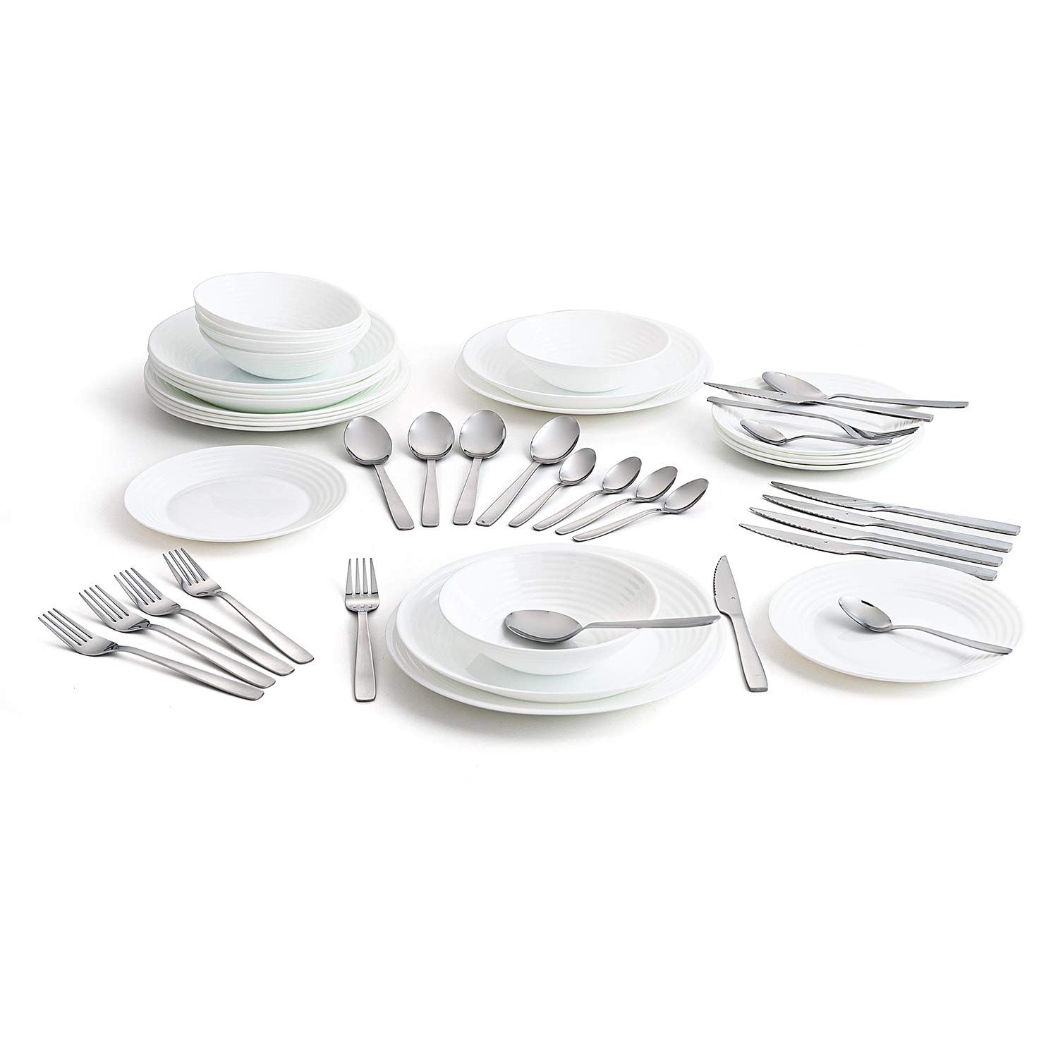 Buy Luminarc Complete White Dinnerware Set for 6 People, 24-Piece Amefa ...