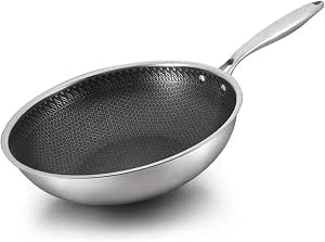 Stainless Steel Nonstick Wok Honeycomb Wok, Full Honeycomb Hexagon ...