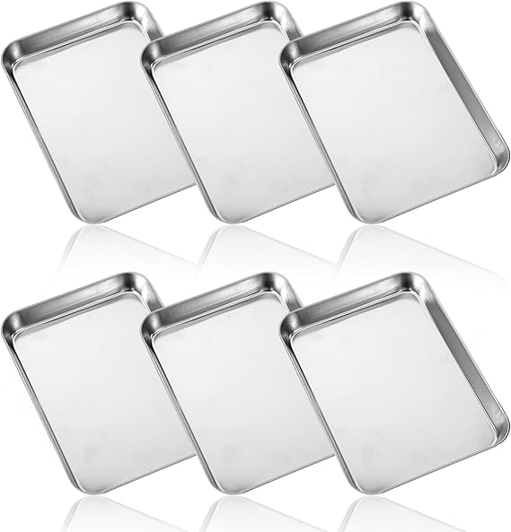 Amazon.com: 6 Pcs Baking Sheet Stainless Steel Cookie Small Metal Sheet ...