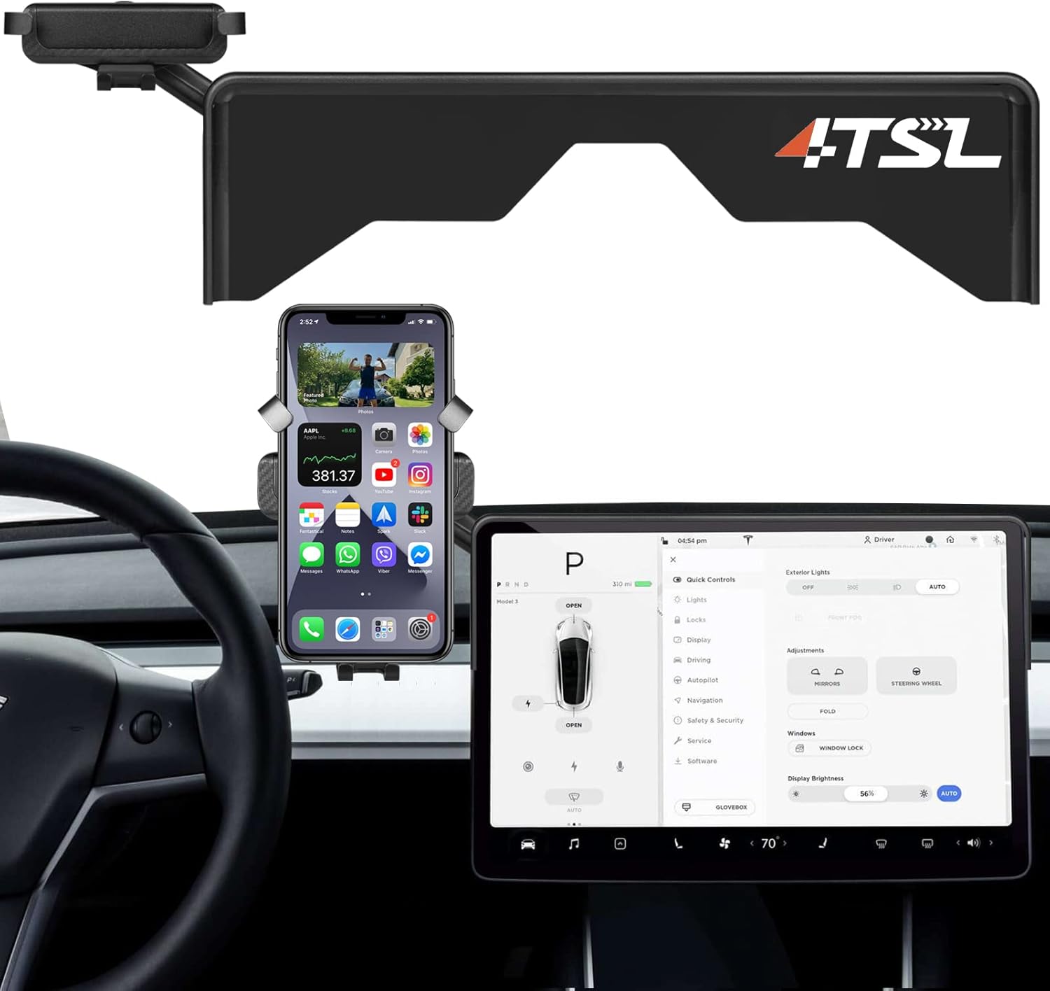 Amazon.com: 4TSL Monitor Cell Phone Mount for Tesla, One-Hand Operation ...