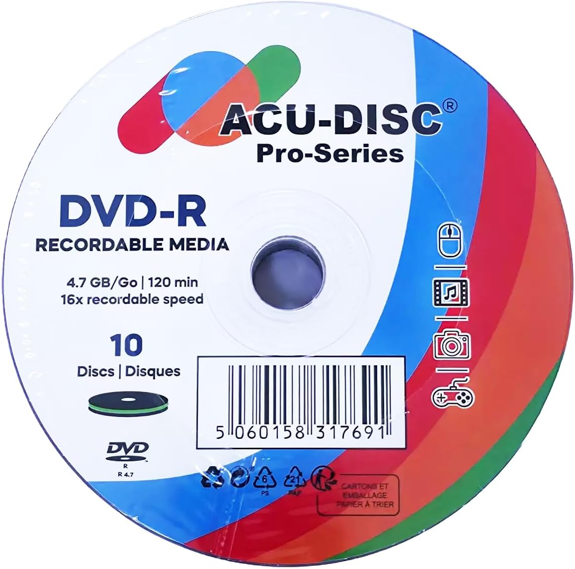ACU-DISC Pro-Series DVD-R 4.7GB 16x Speed 120 Minutes Blank Discs AZO ...
