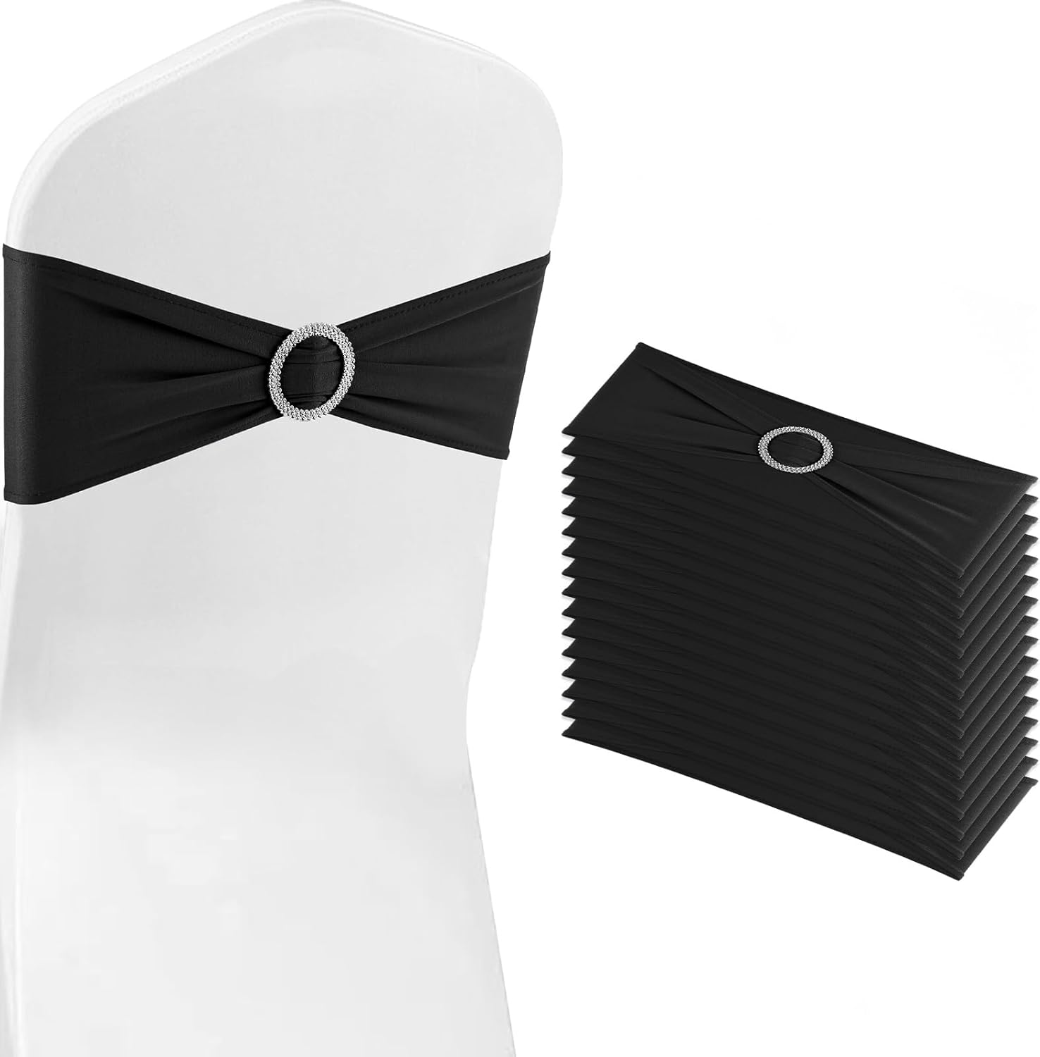 Amazon.com: BOUBONI Black Chair Sashes 25 Pack Spandex Stretch Chair ...