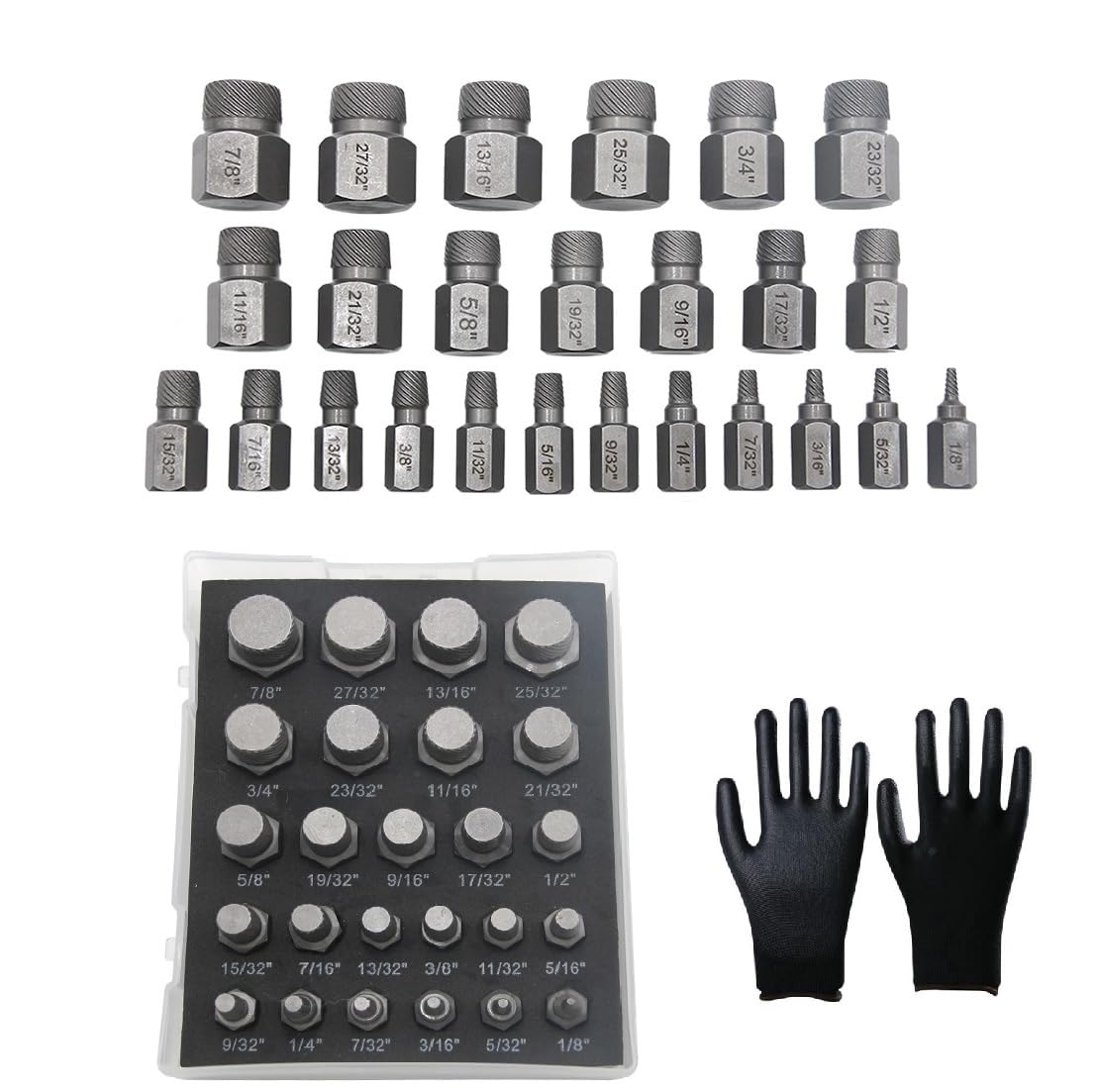 AJOMAN 25 PIECE Easy Out Screw Extractor Set Hex. Head Multi-Spline ...
