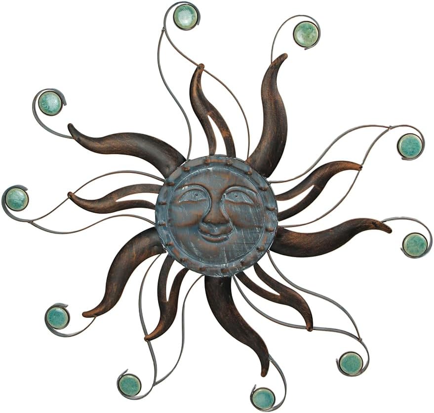 Amazon.com: Zeckos Antique Copper Finish Metal Sun Face Wall Decor ...