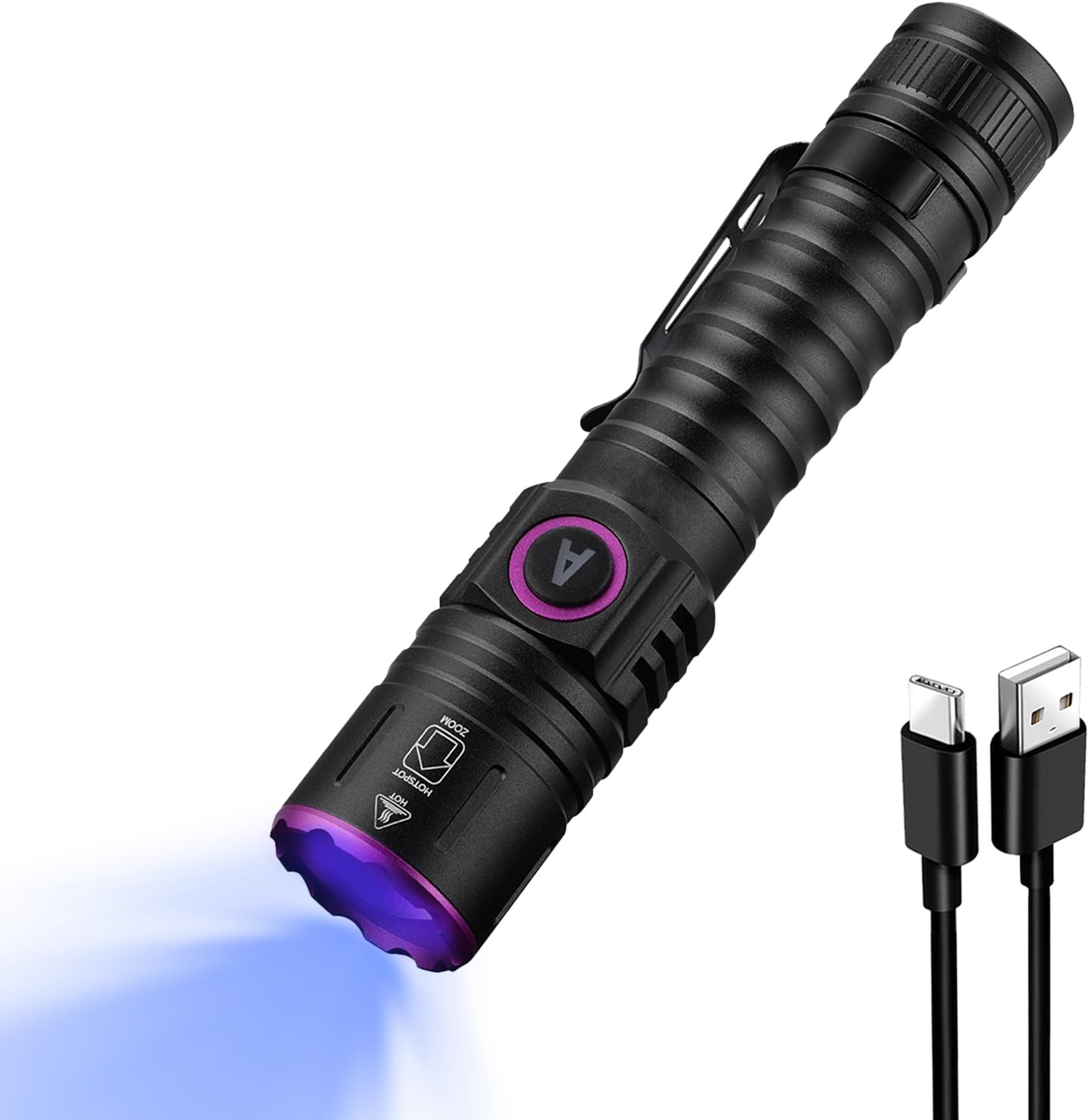 weneasker UV Flashlight 365nm, Black Light Flashlight LED, USB ...