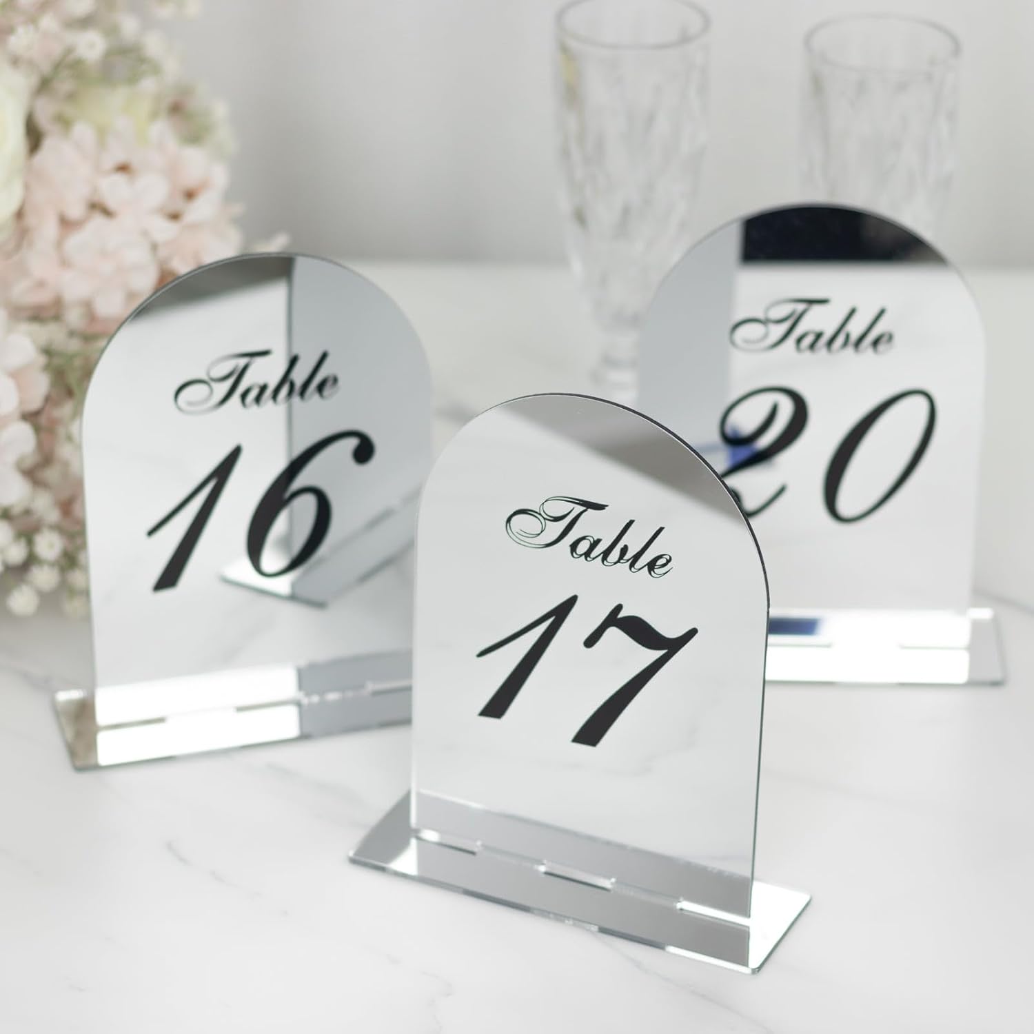 Amazon.com: Efavormart Wedding Table Numbers 11-20 – Silver Mirror Arch ...