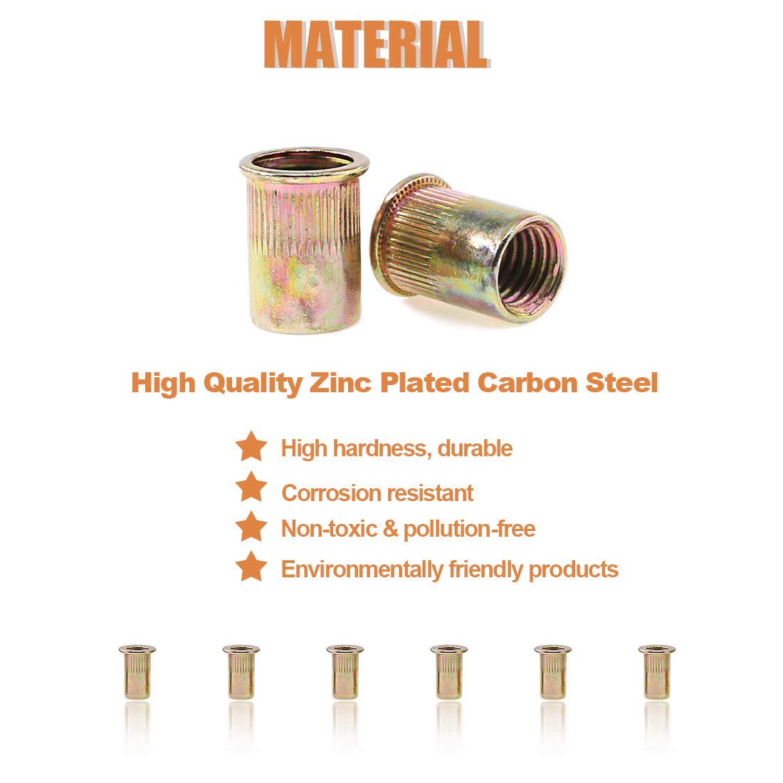Snapklik.com : 150Pcs M4 Rivet Nuts Metric Zinc Plated Rivet Nut Carbon ...