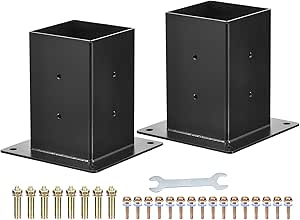 uxcell 4x4 Post Base 2pcs, Inner Size 3.6 x 3.6 Inch, Black Powder ...
