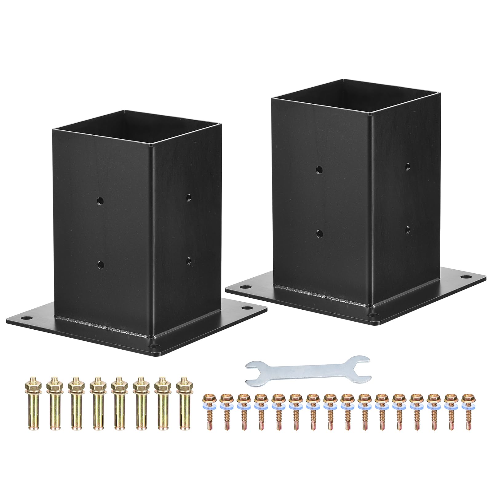 uxcell 4x4 Post Base 2pcs, Inner Size 3.6 x 3.6 Inch, Black Powder ...