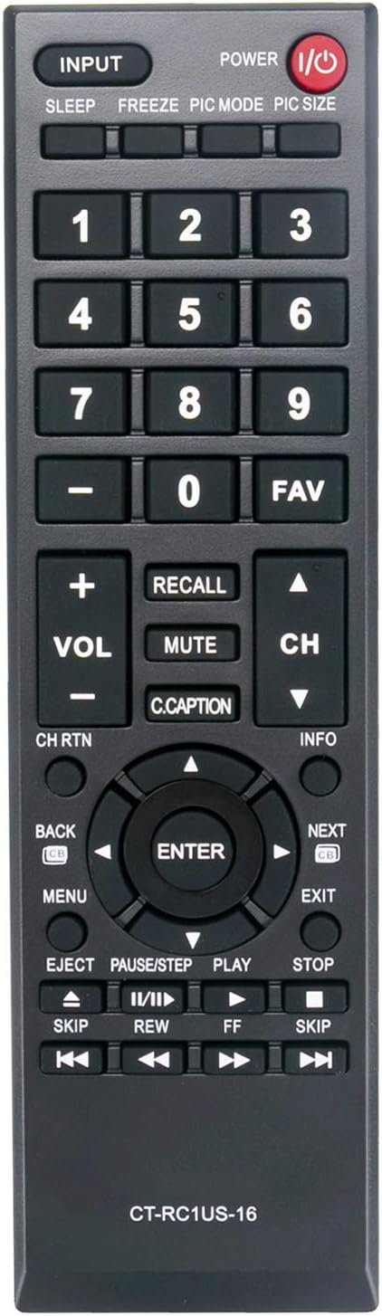 Amazon.com: New CT-RC1US-16 Remote Control Replacement for Toshiba TV ...