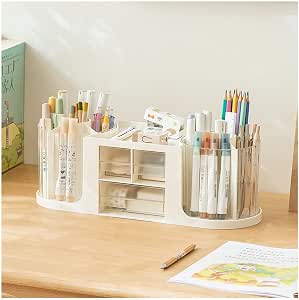NUODWELL Double Rotating Desk Organiser with 3 Drawer, Desk Tidy ...