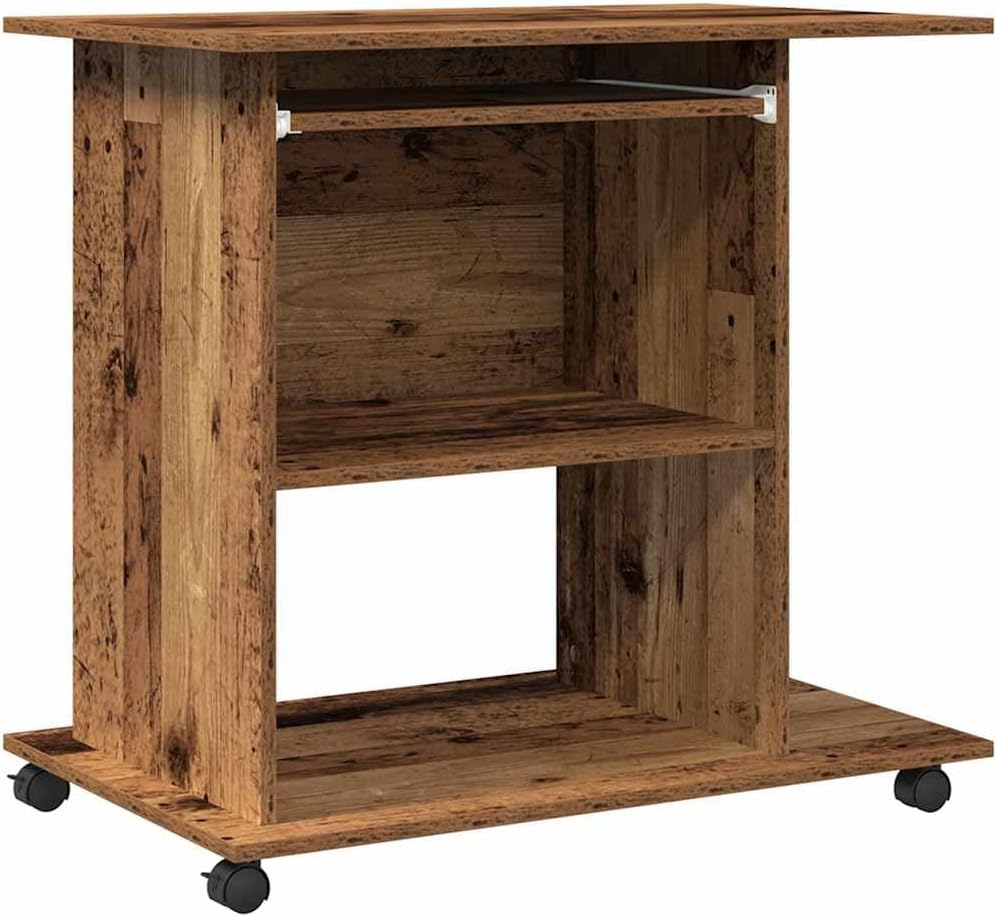 vidaXL Computer Desk - Compact Old Wood Workstation with Storage ...