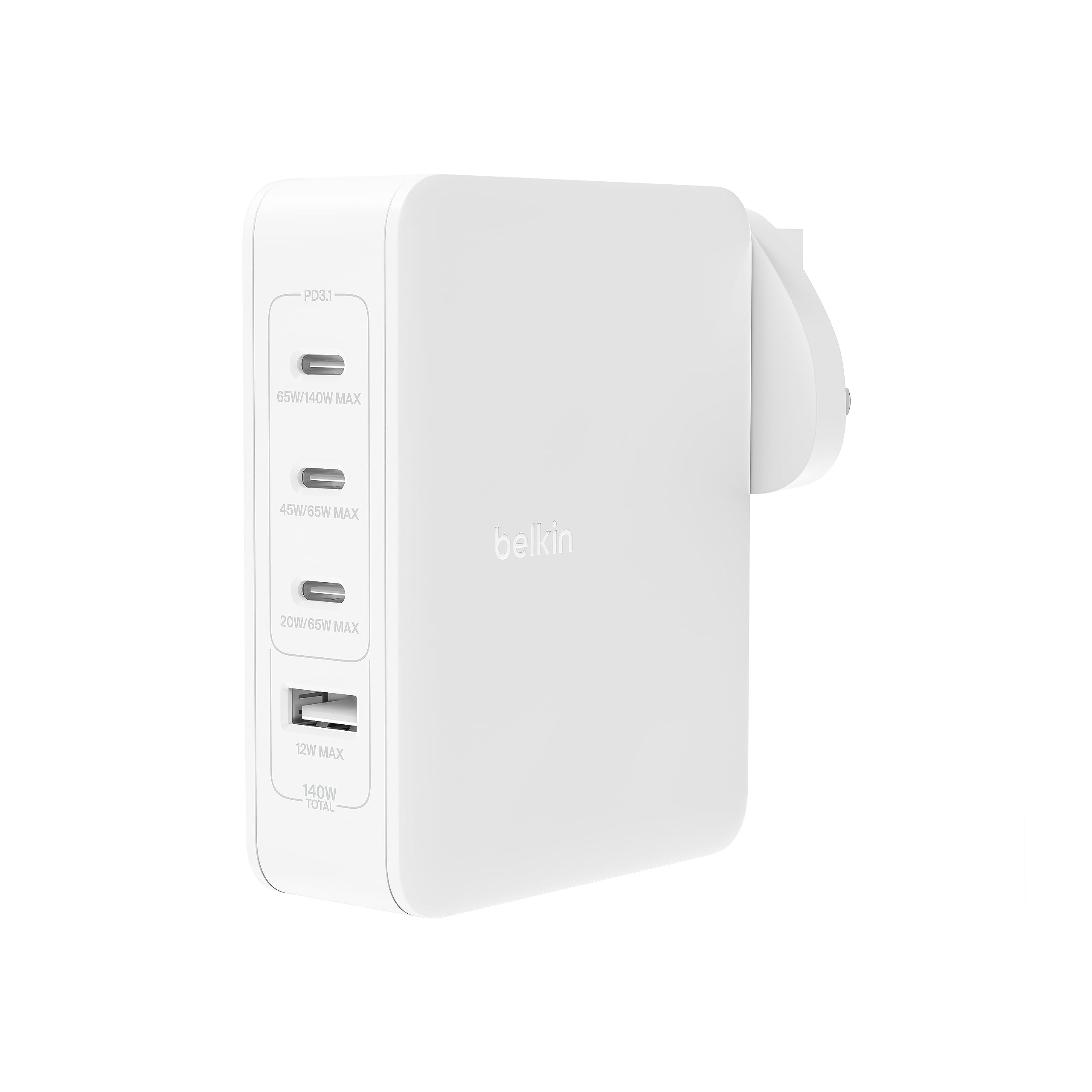 Belkin 140W 4-Port GaN Wall Charger, Multi-Port Travel Plug w/ USB-C ...