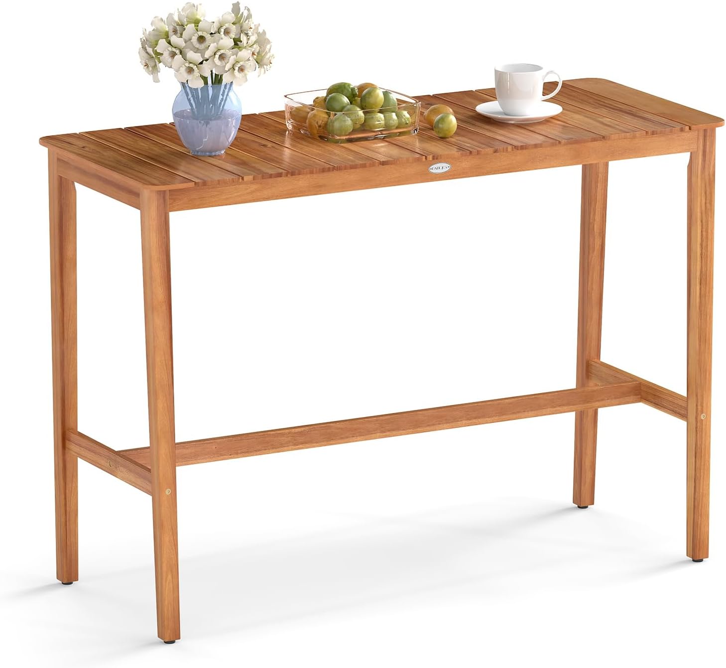 Amazon.com: Tangkula Patio Bar Table, 54” x 22” Acacia Wood Counter ...