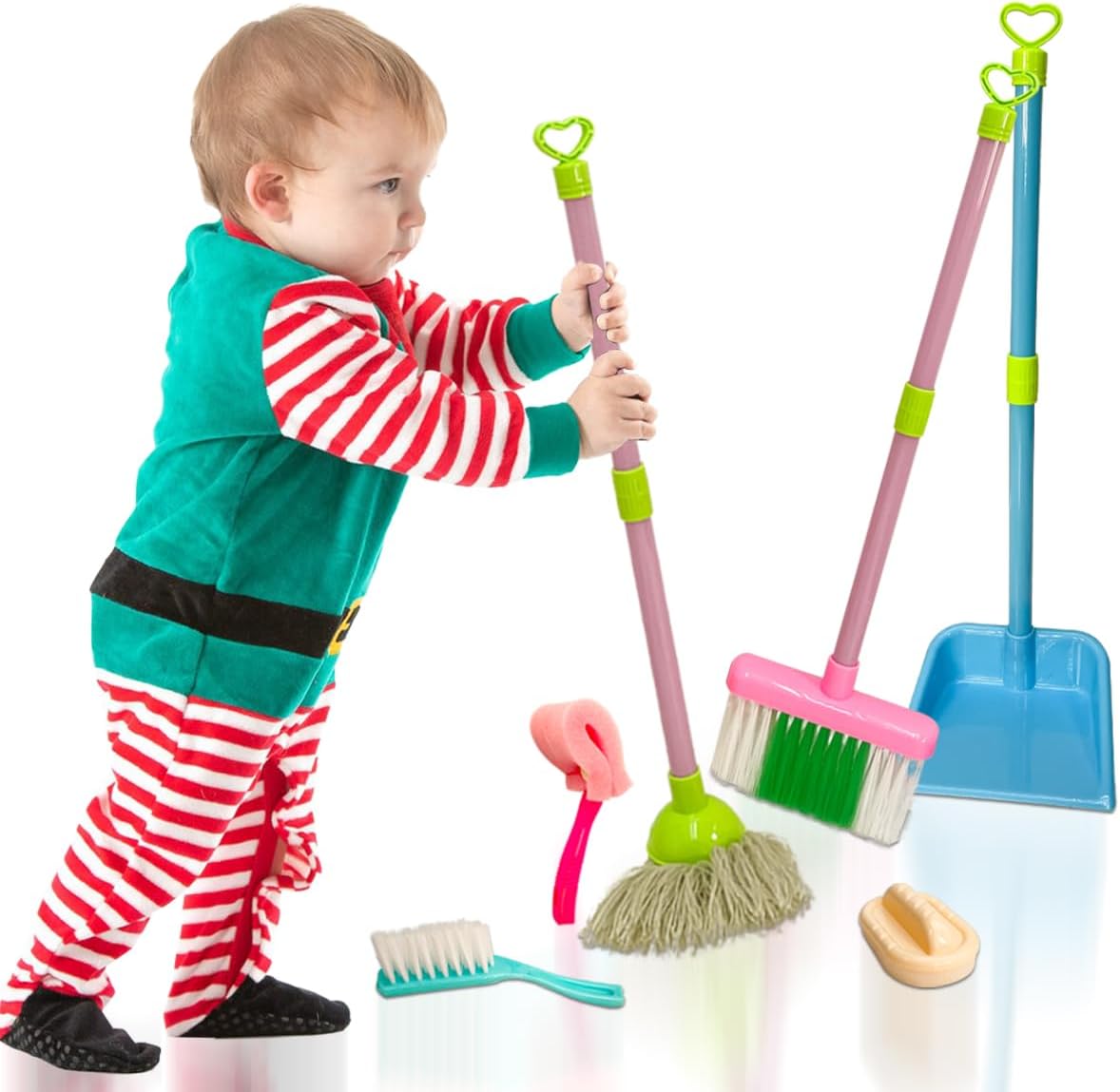 Kidscrafttoys Childrens Cleaning Play Set Mop Dustpan Brush Sweeping ...