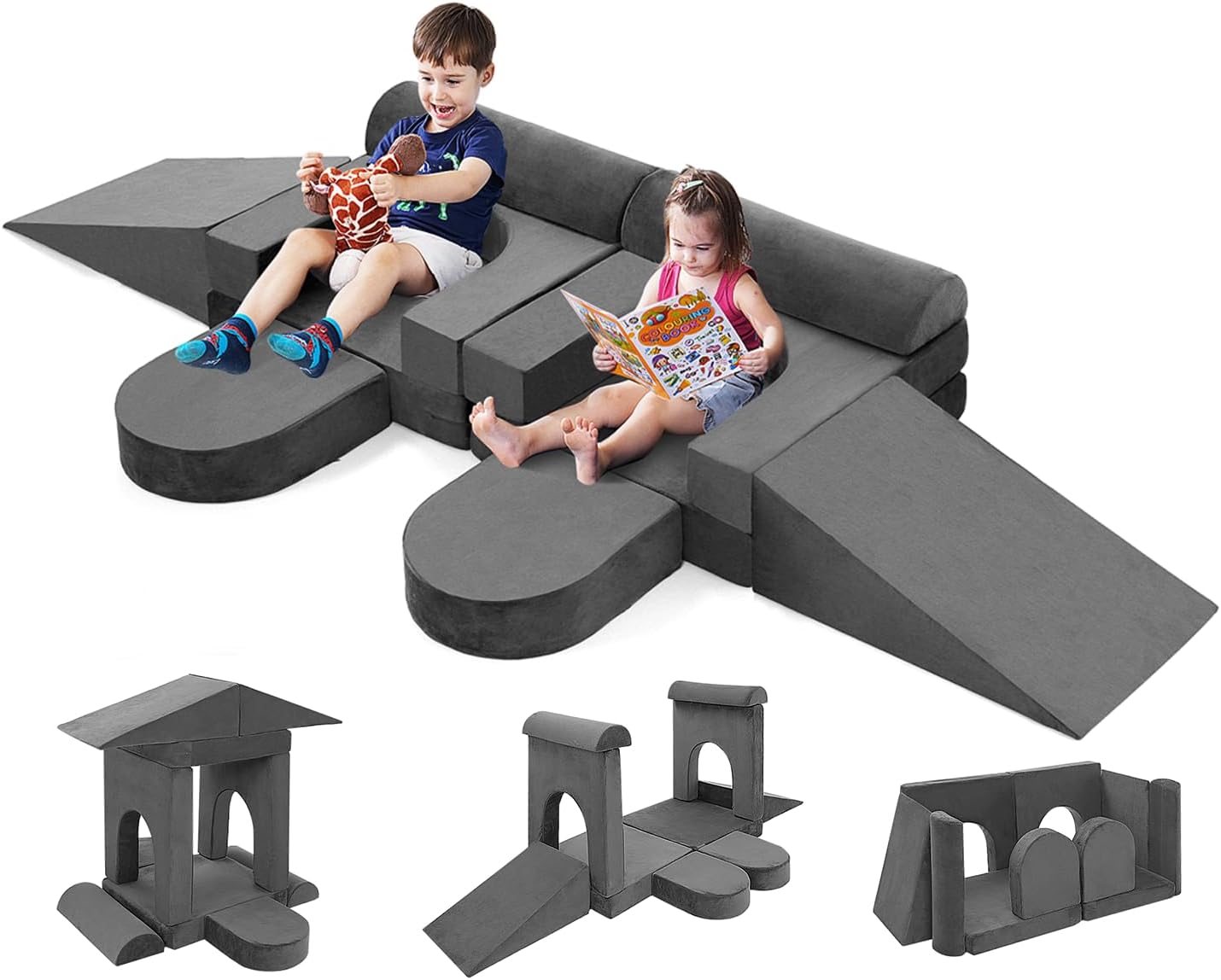 Amazon.com: Fivetry Kids Couch Building Fort - 12pcs Modular Kids Play ...