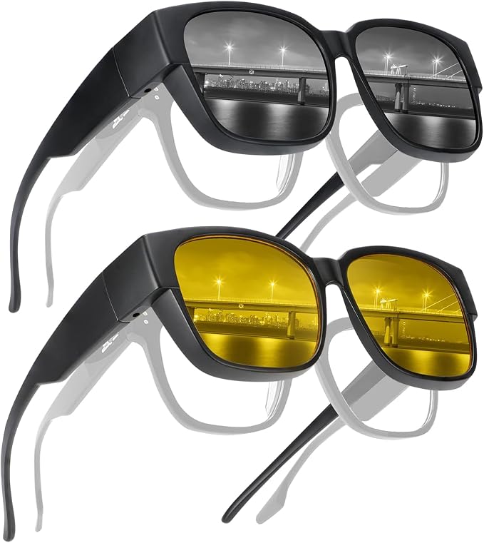 ExcellaElite 2pcs Night Driving Glasses - Anti Glare HD Night Vision ...