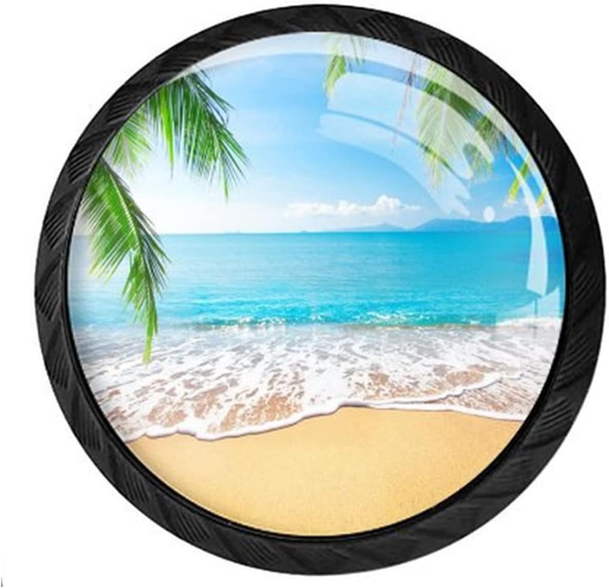 Elohiym 4 Pack Black Drawer Knobs,Palm Tropical Ocean Sea Beach Cabinet ...