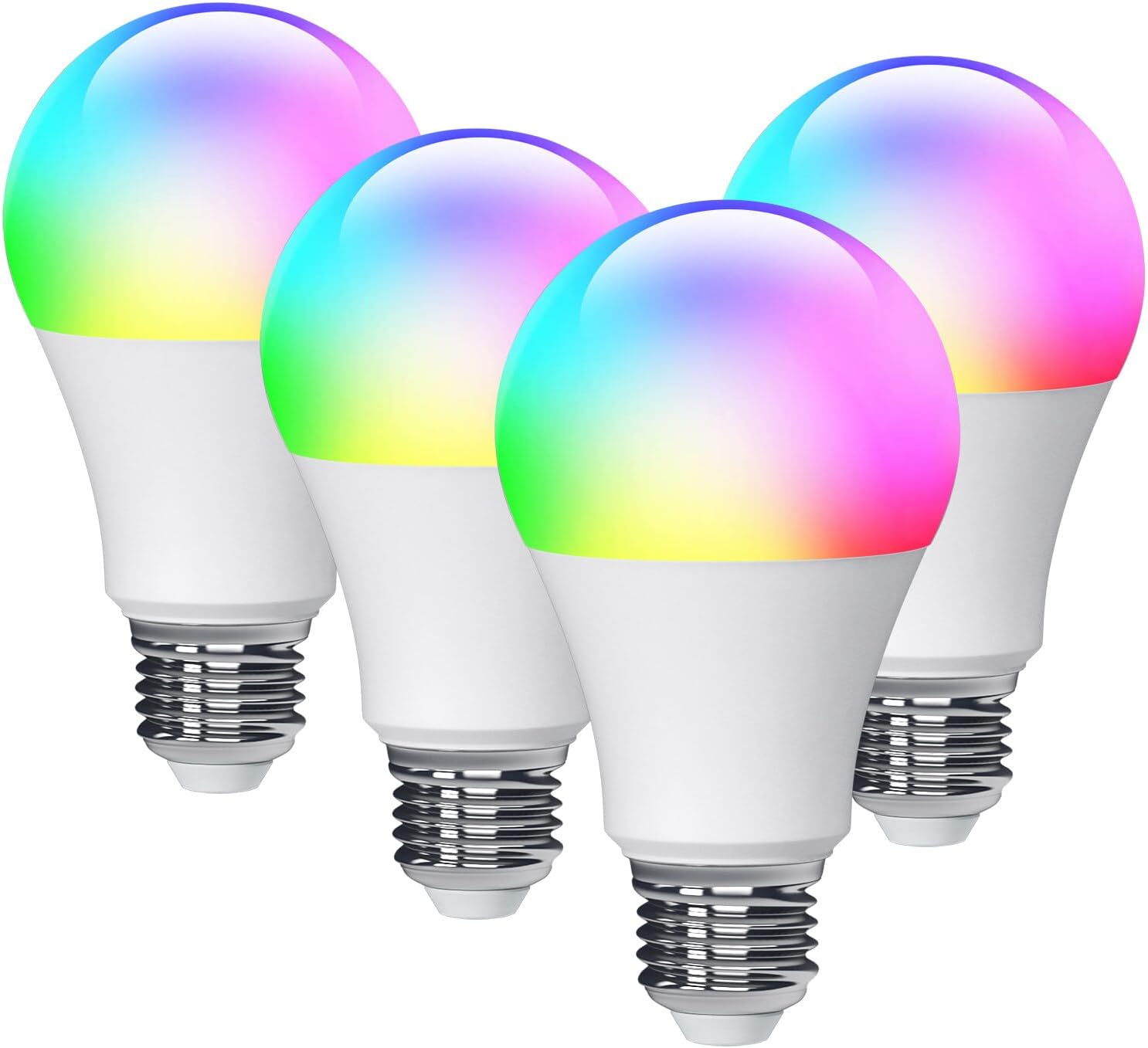 KUK 4 pcs LED Light Bulbs 60W RGB, 2.4GHz WiFi Only Smart WiFi LED ...