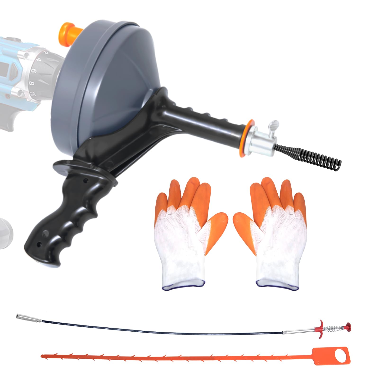 ZIEGIAN Drain Auger 25ft Plumbing Snake Sink Snake Drain Cleaner Tool ...