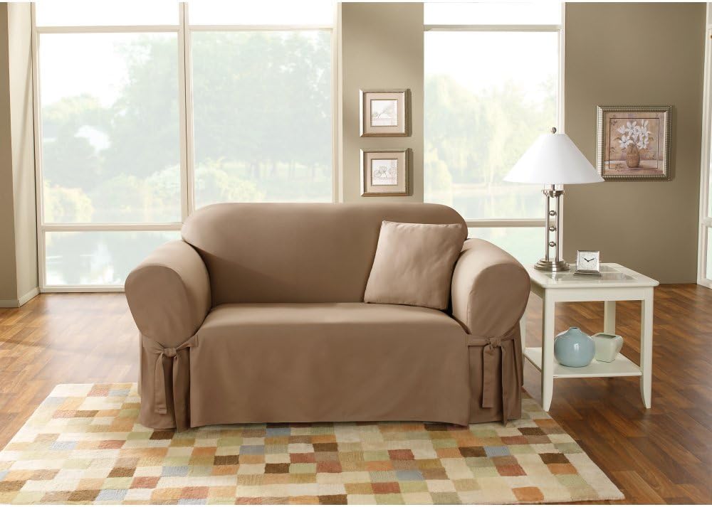 Amazon.com: SureFit Cotton Duck Sofa Cover in Cocoa : Home & Kitchen