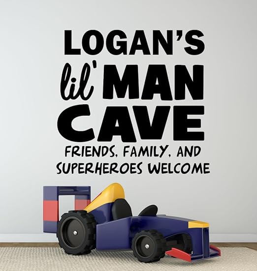 Amazon.com: Lil' Man Cave Decal Wall Decals Boys Wall Decals, Kids Wall ...